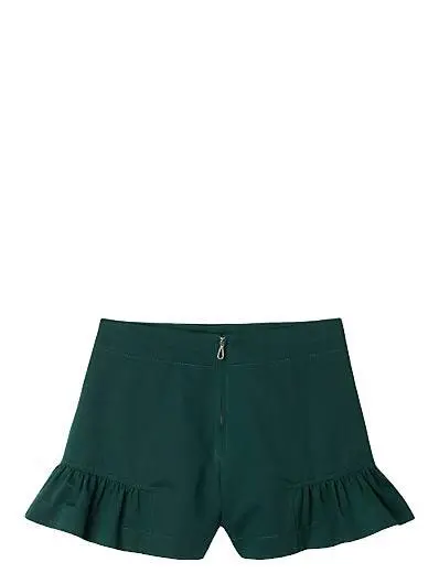 Sandro Zip-up Ruffle-hem Shorts - Bottle Green