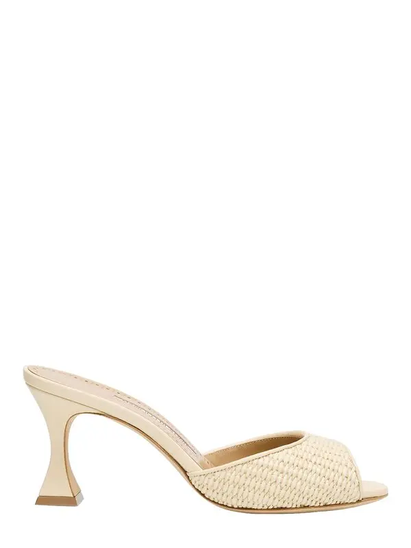 Manolo Blahnik Jadara Raffia Mules - Light Khaki