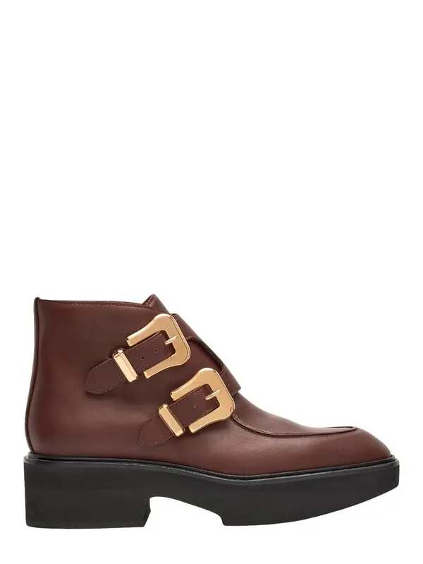 Gabriela Hearst Apollo Leather Ankle Booties - Burnt Sienna Brown