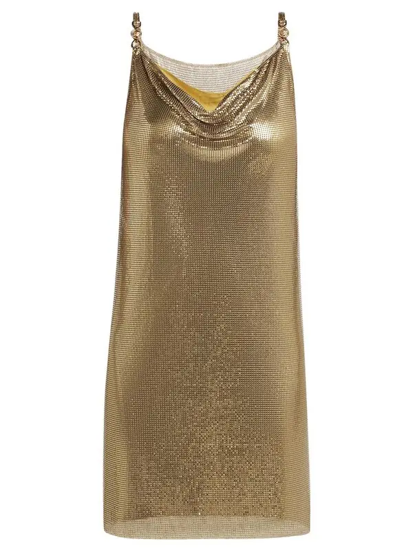 Versace Sleeveless Metal Mesh Mini Dress - Gold