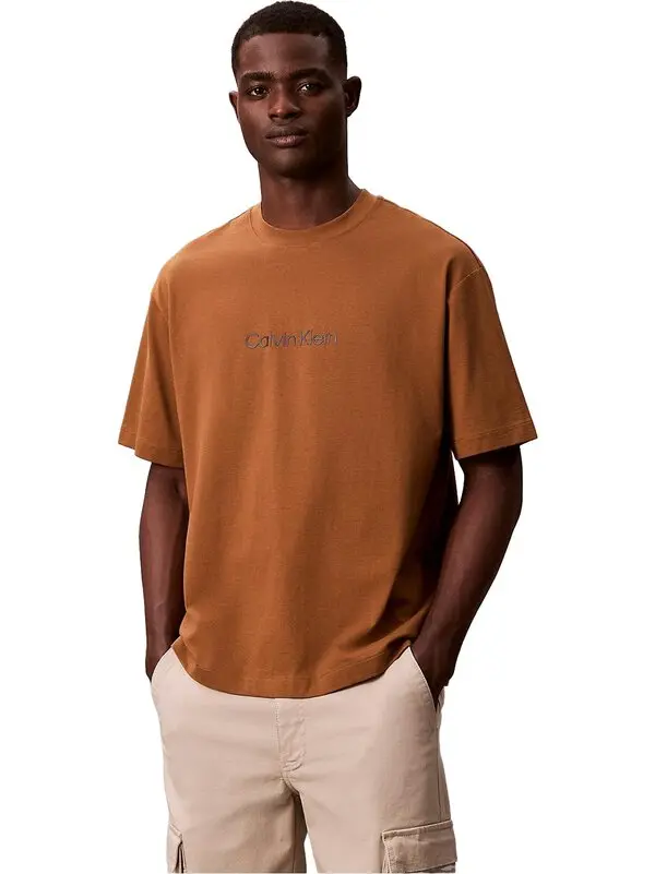Calvin Klein Standard Logo Relaxed Tee - Bronze Gold