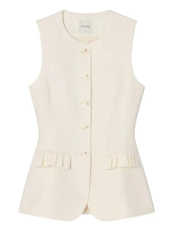 Posse Matilda Linen Gilet - Cream