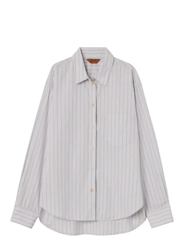 JAMIE HALLER The Weekend Shirt - Stone Grey Stripe