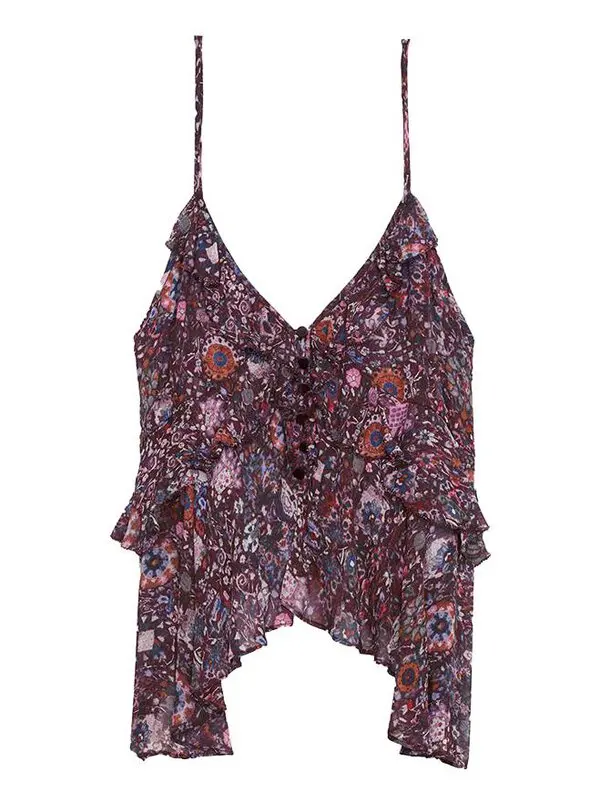 MARANT ETOILE Briara Printed Georgette Top - Plum