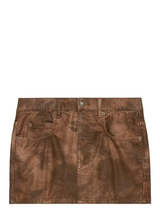 MARANT ETOILE Kimmy Mini Faux Leather Skirt - Tabacco