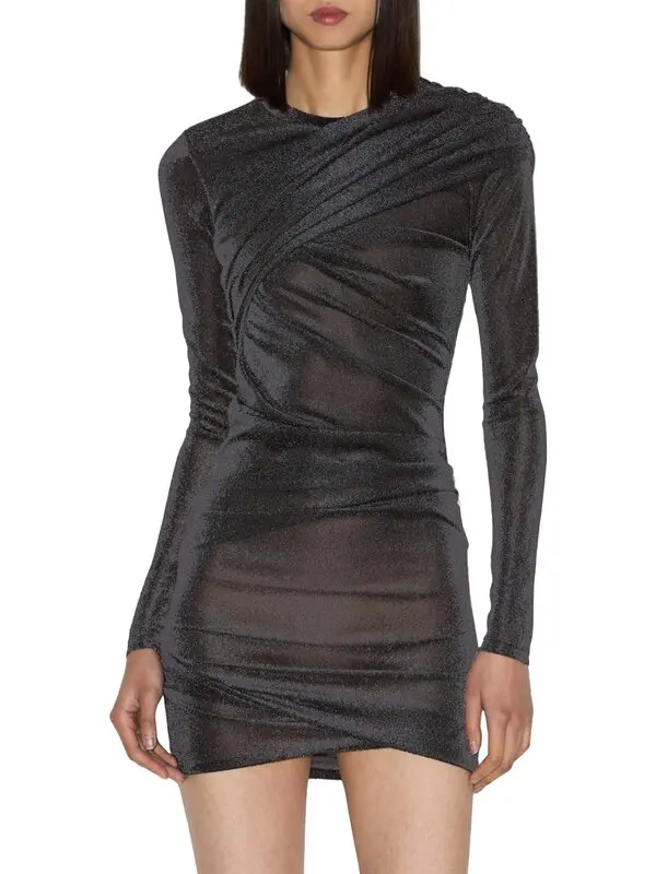 MARANT ETOILE Denise Draped Mini Dress - Gun Metal