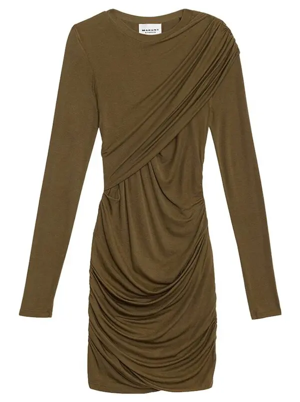 MARANT ETOILE Denise Draped Mini Dress - Khaki