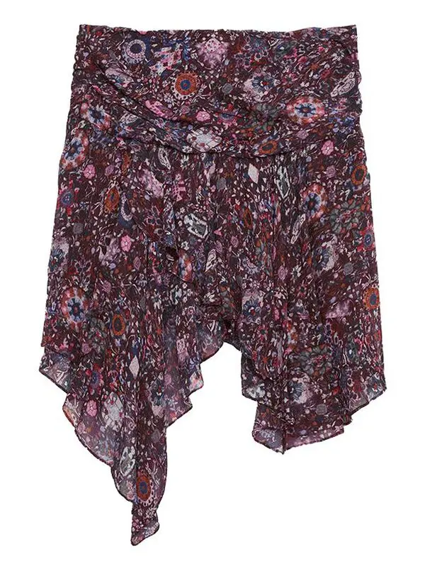 MARANT ETOILE Berenicia Flared Georgette Skirt - Plum