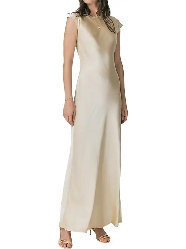 GHOST LONDON Averie Boat Neck Maxi Dress - Beige