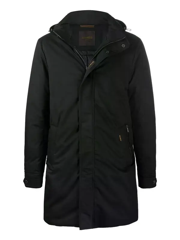 MOORER Hooded Padded Parka Coat - Black