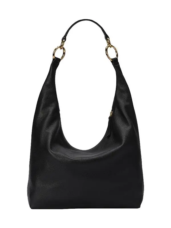 HYER GOODS 2-in-1 Convertible Hobo Ring Bag - Black/gold