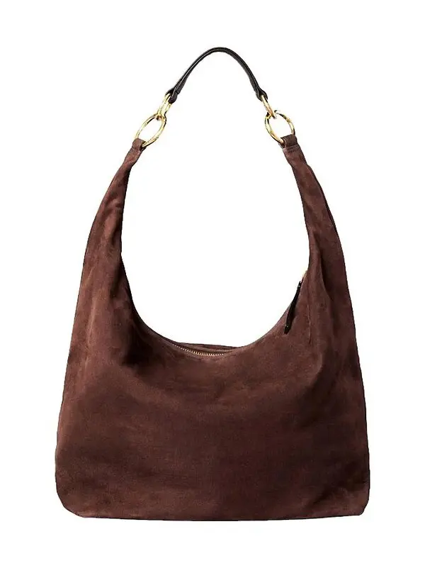 HYER GOODS 2-in-1 Convertible Hobo Ring Bag - Chocolate Suede