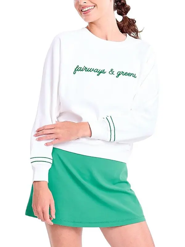 AME & LULU Play All Crewneck Sweatshirt - White With Green