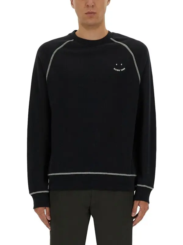 Paul Smith Sweatshirt With 'ps Happy' Embroidery - Black