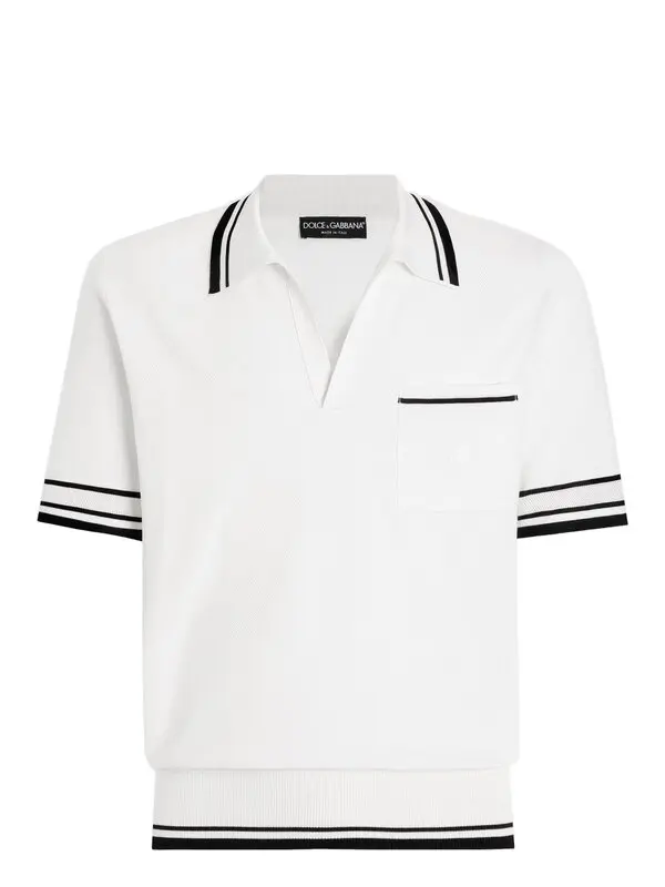 Dolce & Gabbana Silk Piqué Polo Shirt - White