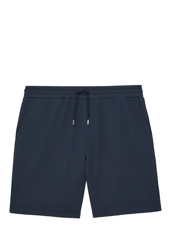 REISS Angus Textured Drawstring Shorts - Airforce Blue