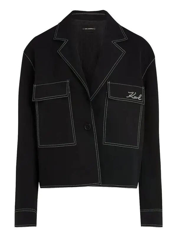 Karl Lagerfeld Contrast-stitching Blazer - Black