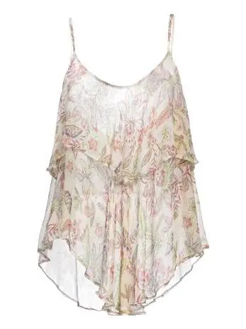 Blumarine Sleeveless Ruffled Viscose Top - Ivory