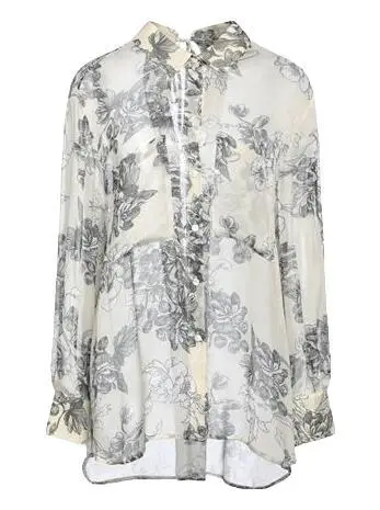 SEMICOUTURE Crepe Floral-print Long Shirt - White
