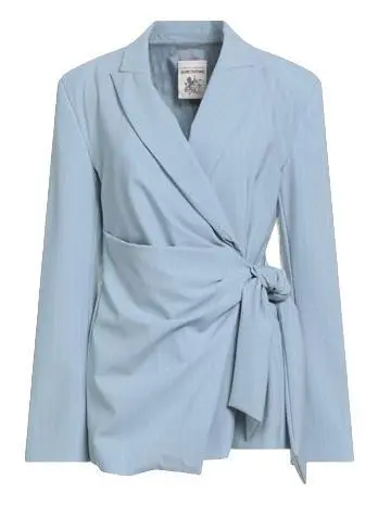 SEMICOUTURE Belted Pinstriped Blazer - Blue