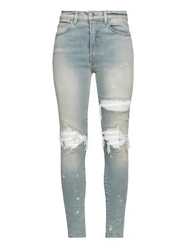 Amiri Jeans In Cotton, Elastomultiester, Elastane, And Cow Leather - Blue