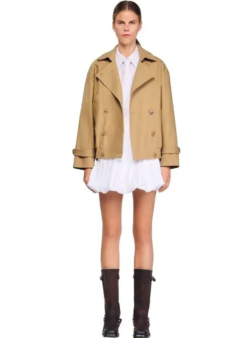 Sandro Short Oversized Trench Coat - Beige