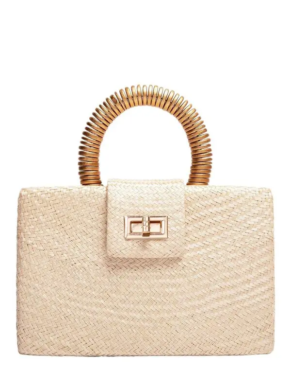 SOLI & SUN The Gracie Woven Buntal Straw Clutch Bag - Cream