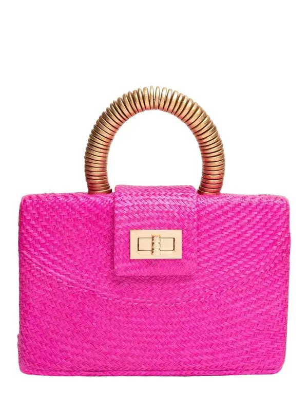 SOLI & SUN The Gracie Woven Buntal Straw Clutch Bag - Pink