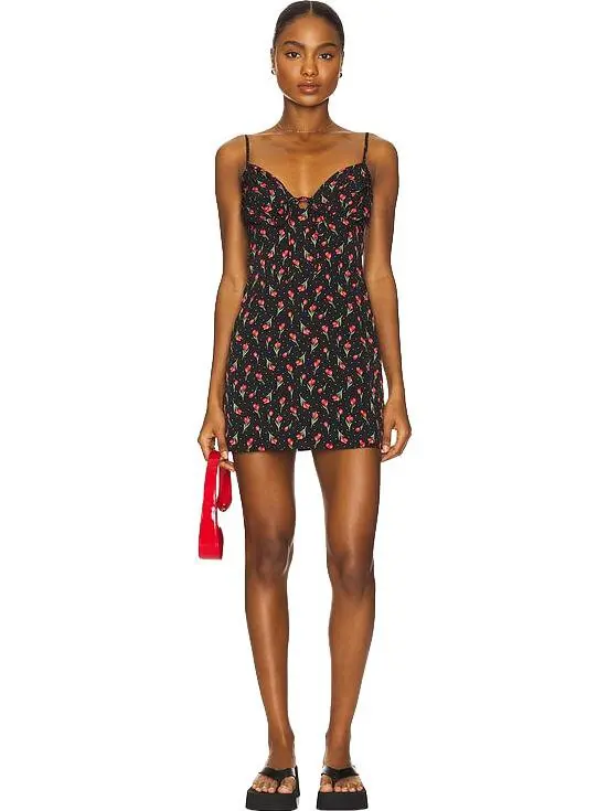 MORE TO COME Poppie Mini Dress - Black Floral