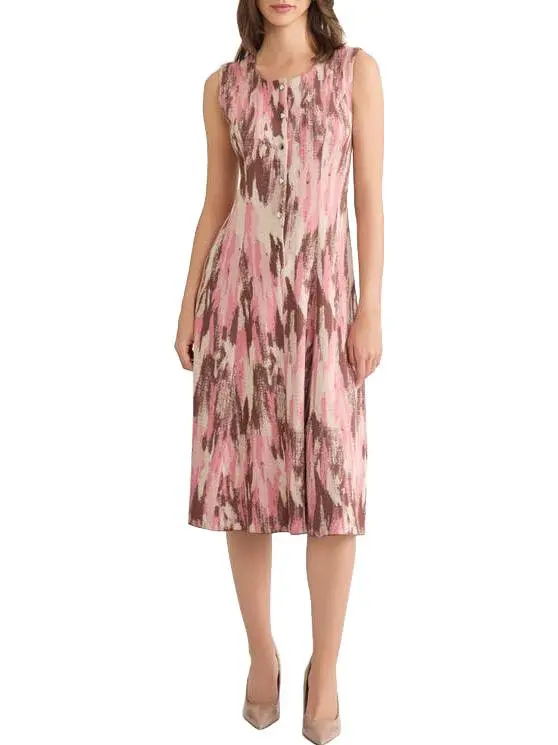 Misook Brushstroke Jacquard Sleeveless Dress - Honey Suckle/ Charmeuse/ Multi