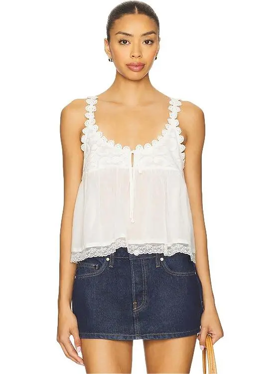 Free People Stevie Lace Tank - Clean Ivory