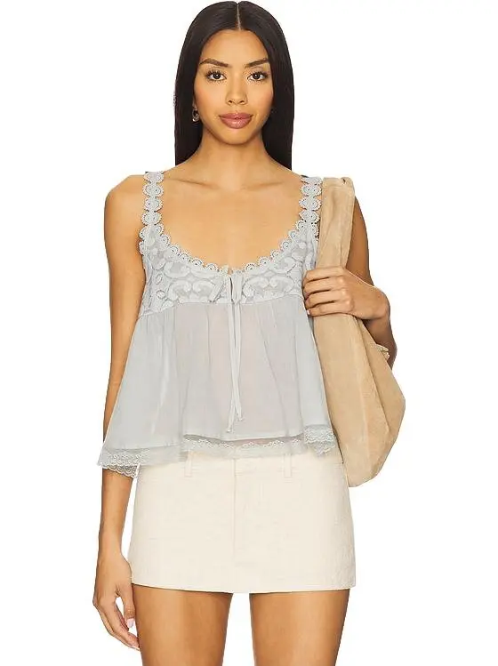 Free People Stevie Lace Tank - Pearl Blue