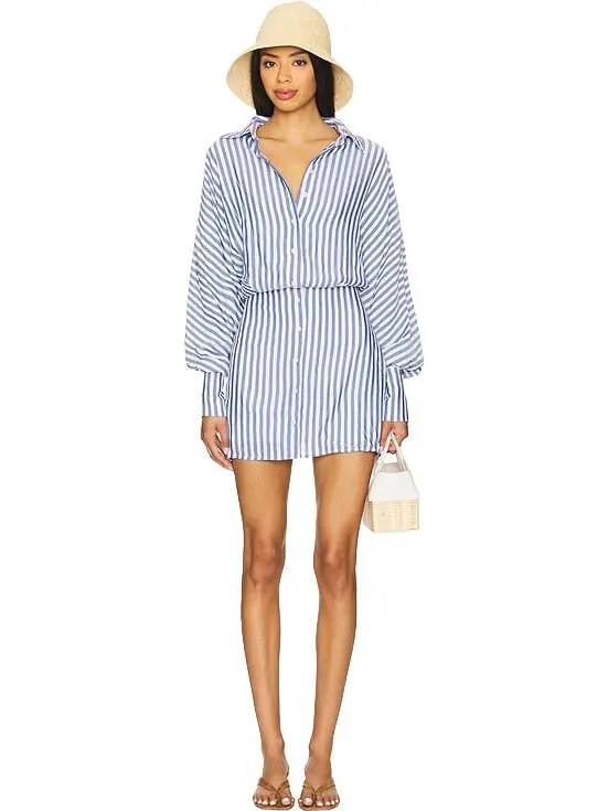 Line & Dot Noah Shirt Dress - Blue & White