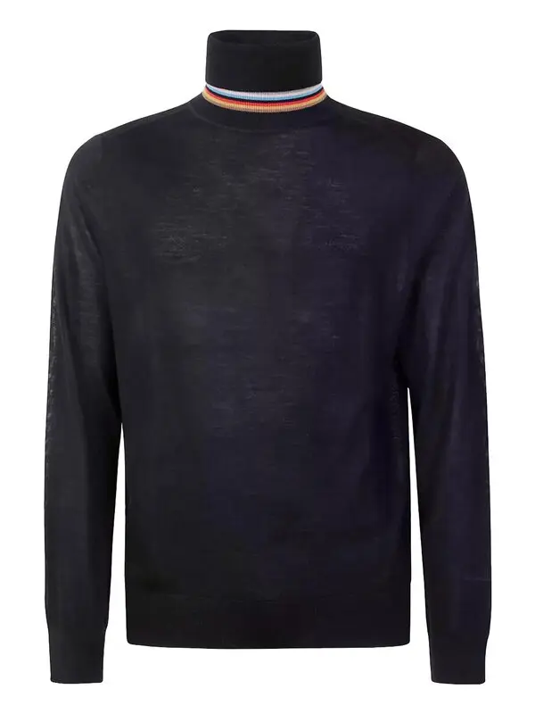 Paul Smith Stripe-detail Turtleneck Sweater - Black