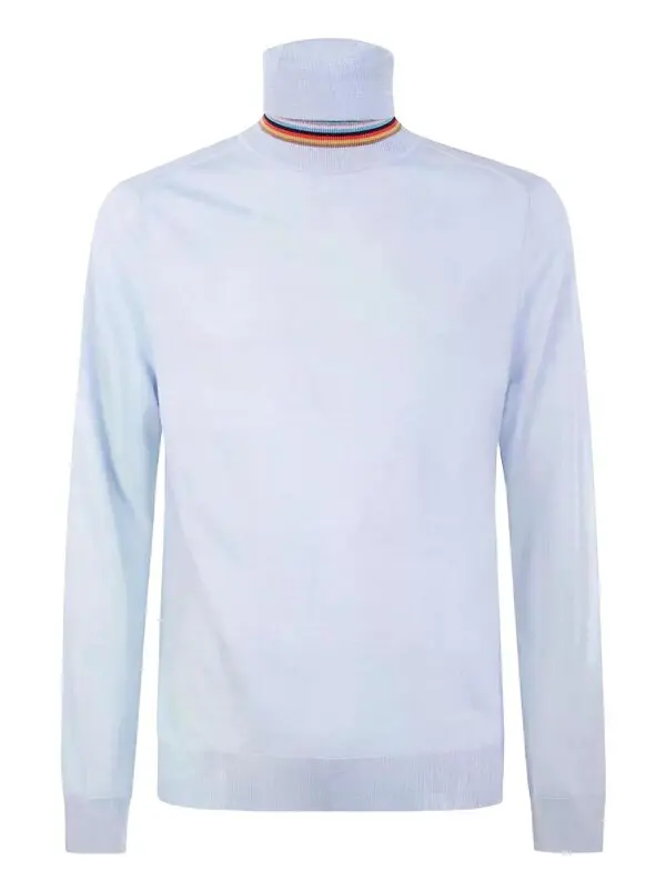 Paul Smith Merino-wool Striped-collar Sweater - Blue