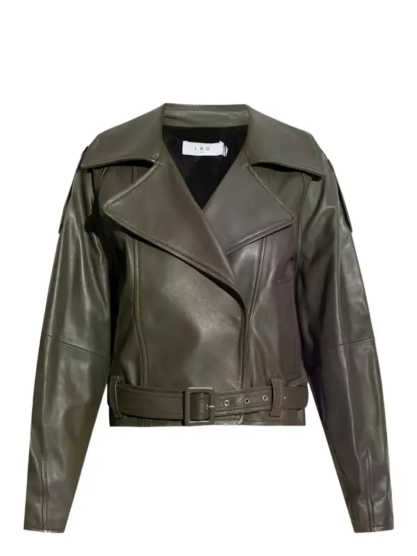 IRO PARIS Belted Leather Jacket - Green