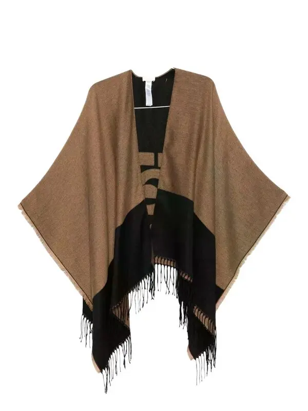 Liu Jo Logo-detail Fringed Poncho - Brown