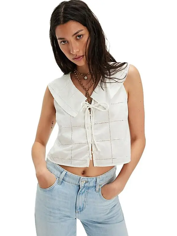 Free People Waiting For Me Cropped Top - Solid Ivory