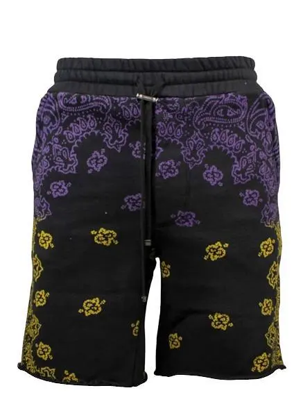Amiri Bandana Bleach Shorts - Purple/yellow