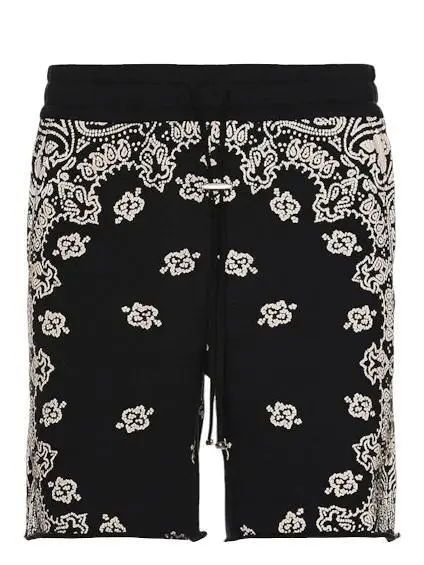 Amiri Bandana Bleach Shorts - Black