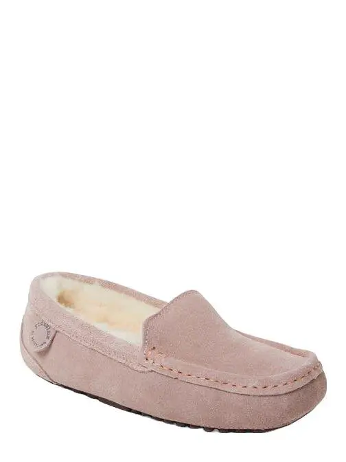 DEARFOAMS Fireside Genuine Shearling Moccasin Slipper - Dusty Pink