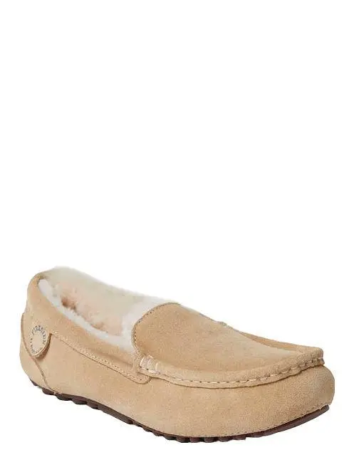 DEARFOAMS Fireside Genuine Shearling Moccasin Slipper - Sand