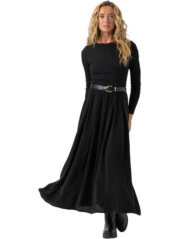 SAINT + SOFIA Renee Contrast A-line Dress - Black
