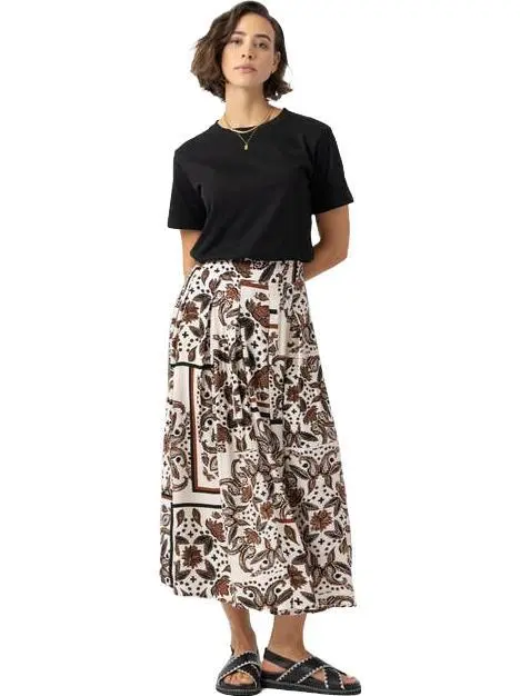 SAINT + SOFIA Eliza Pleated Skirt - Cream Paisley