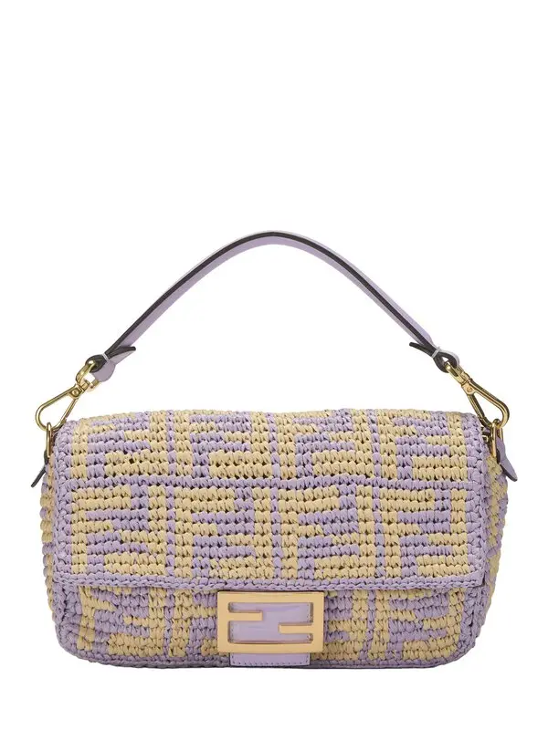 Fendi Raffia Convertible Baguette - Purple