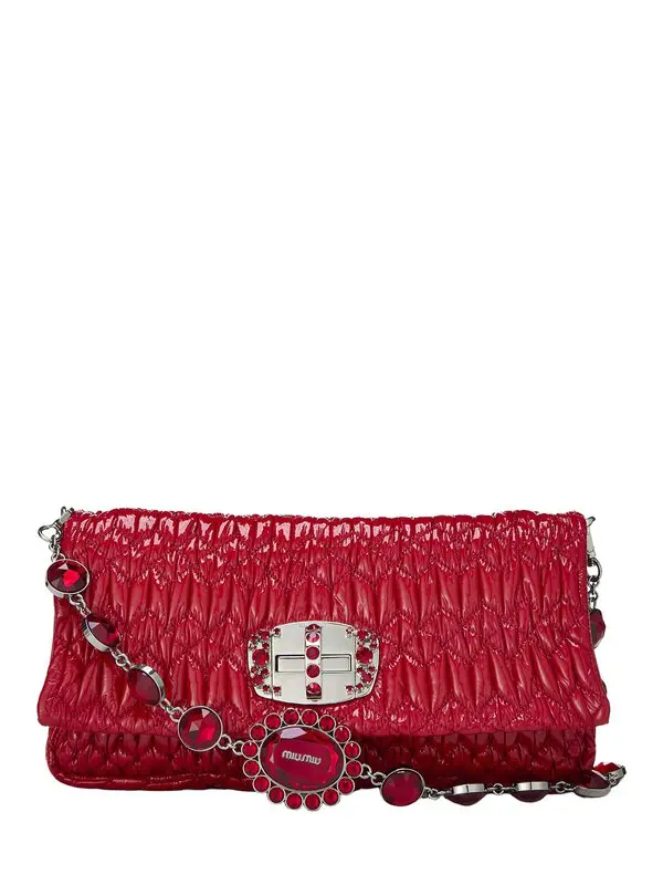 Miu Miu Nappa Crystal Flap Shoulder Bag - Red