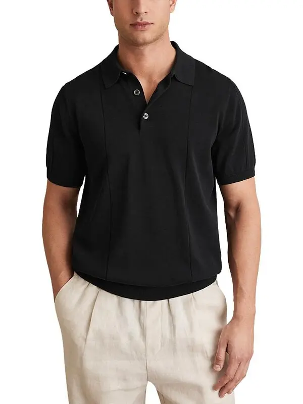 REISS Asher Regular Fit Knit Polo - Navy