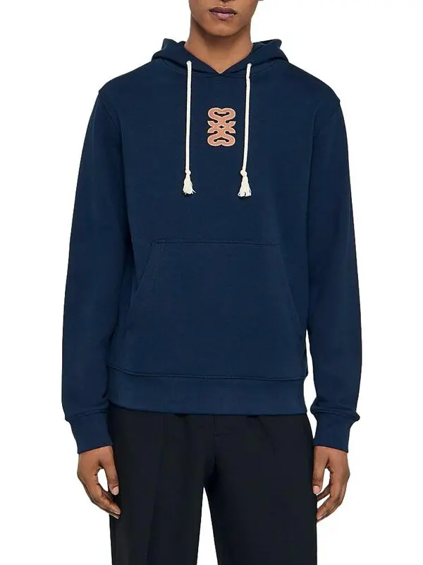 Sandro Oversized Patch Hoodie - Navy Blue