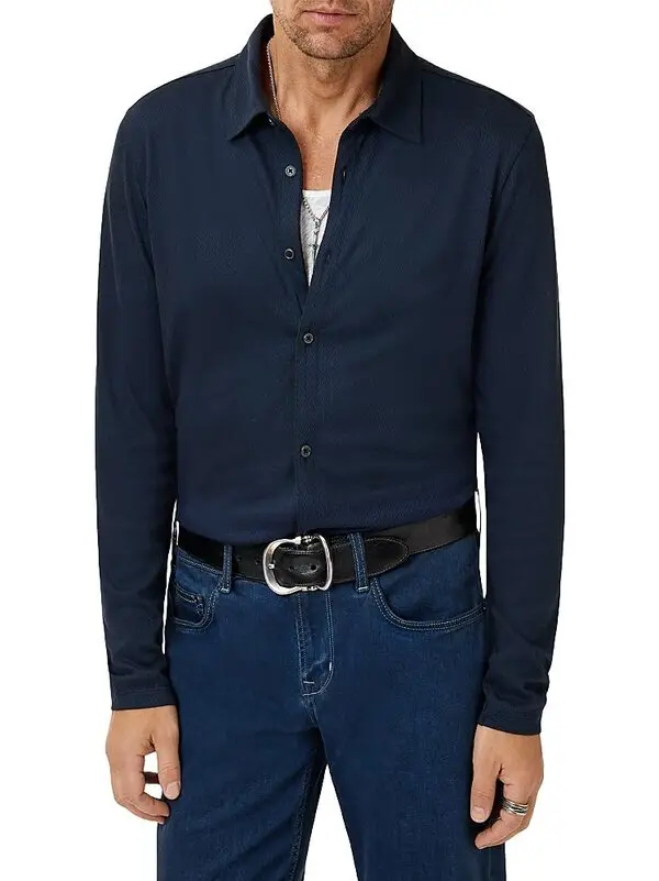 John Varvatos Caserta Regular Fit Button Front Shirt - Midnight