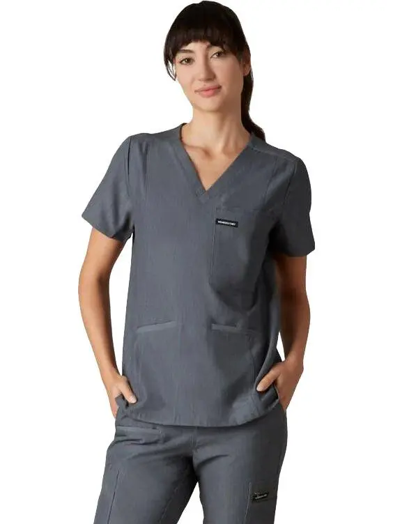 MEMBERS ONLY Siena 5-pocket V-neck Scrub Top - Graphite